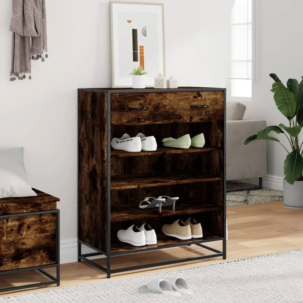 Botník kouřový dub 75 x 38 x 97,5 cm kompozitní dřevo a kov 3300877