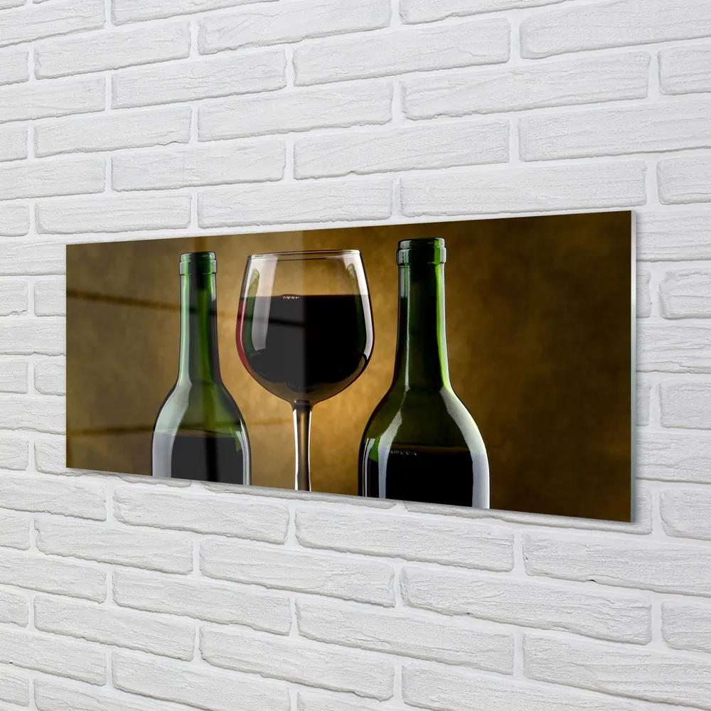 akrylový obraz 2 láhve sklenice na víno 120x60 cm