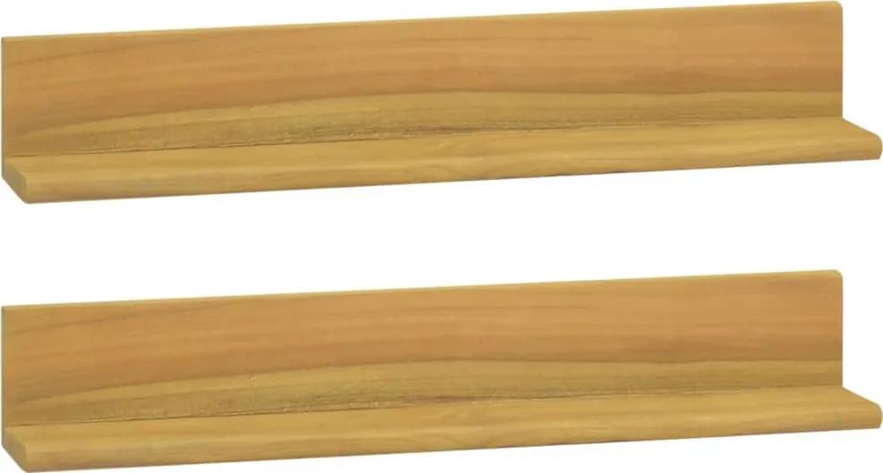 vidaXL Nástěnné police 2 ks 60 x 10 x 10 cm masivní teakové dřevo [338259]
