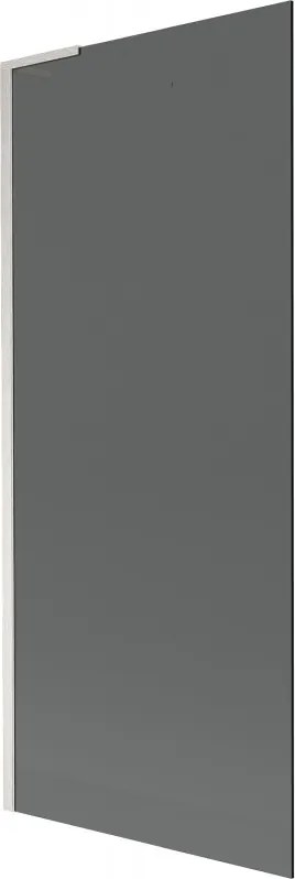 Mexen Next L, 1-křídlová vanová zástěna 80 x 150 cm, 6mm šedé sklo, 6mm čiré sklo, profil broušená ocel, 895-080-000-03-40-97