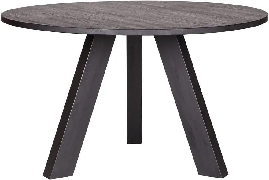 Černý jídelní stůl z dubového dřeva WOOOD Rhonda, ø 129 cm