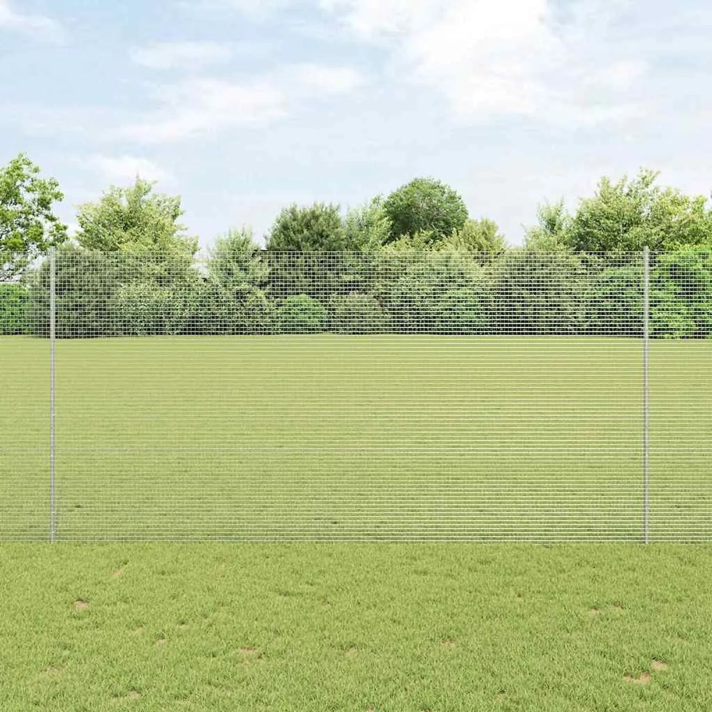 Svařovaná drátěná plotovina s tyčkami 10 x 1,5 m Stříbrná 3336339