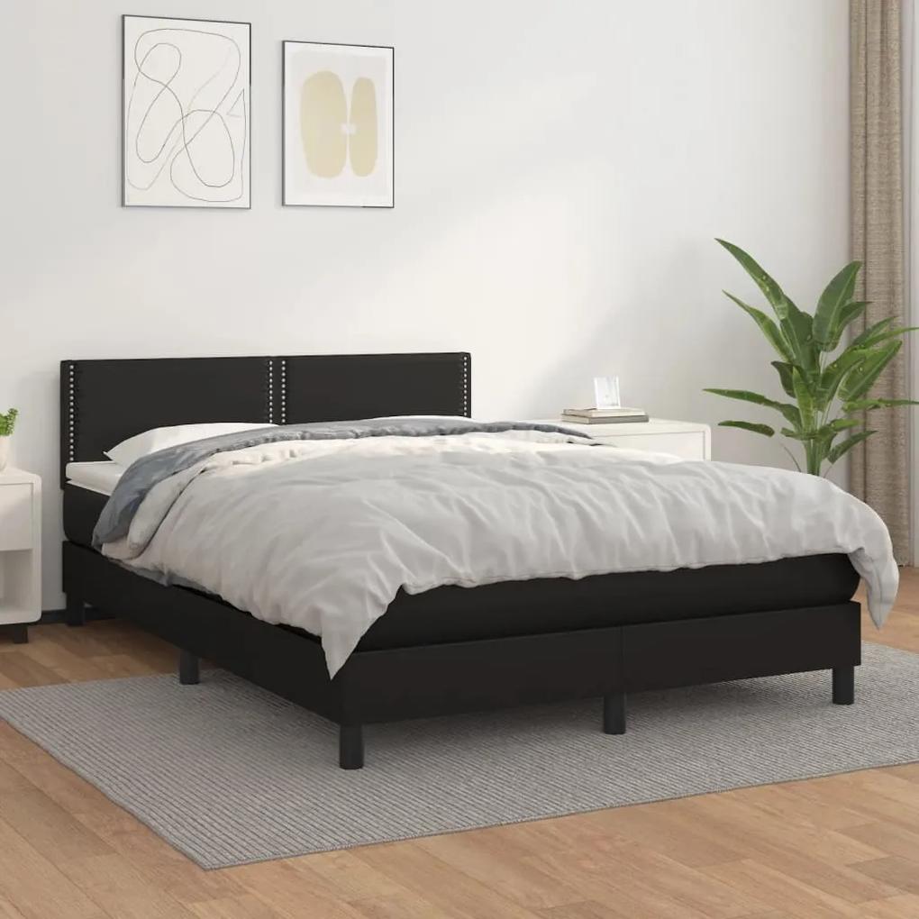 Box spring postel s matrací černá 140x200 cm umělá kůže - Default Title