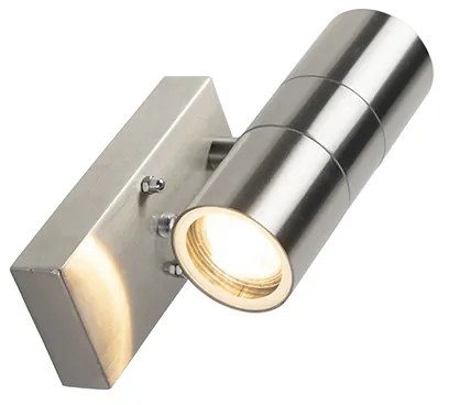 Venkovní nástěnné svítidlo ocelové 2-světlo IP44 se senzorem soumraku - Duo