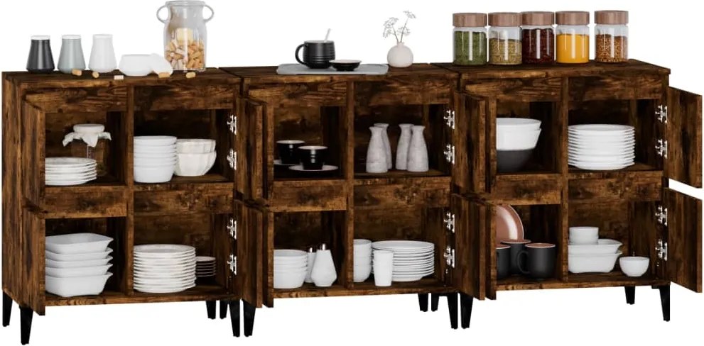 Příborníky 3 ks kouřový dub 60 x 35 x 70 cm kompozitní dřevo 3185780