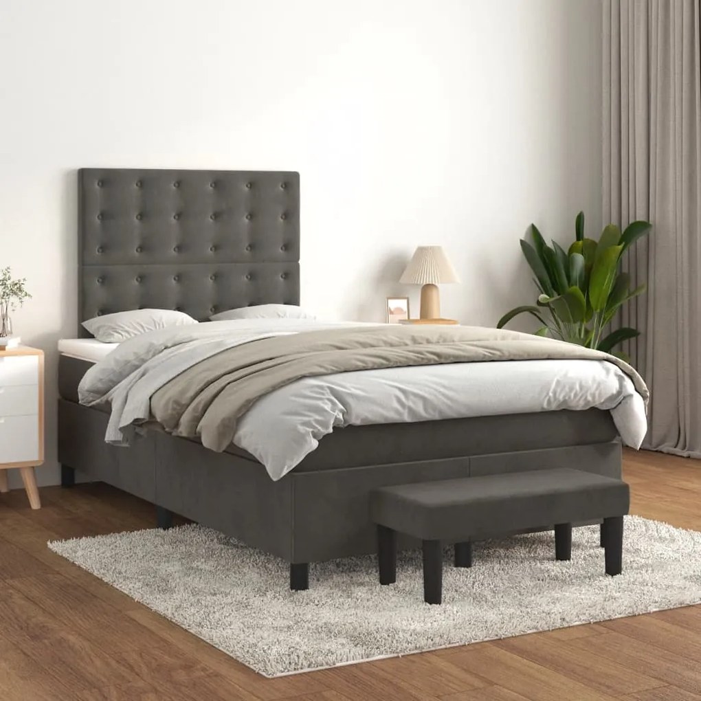 Box spring postel s matrací tmavě šedá 120 x 200 cm samet 3138074