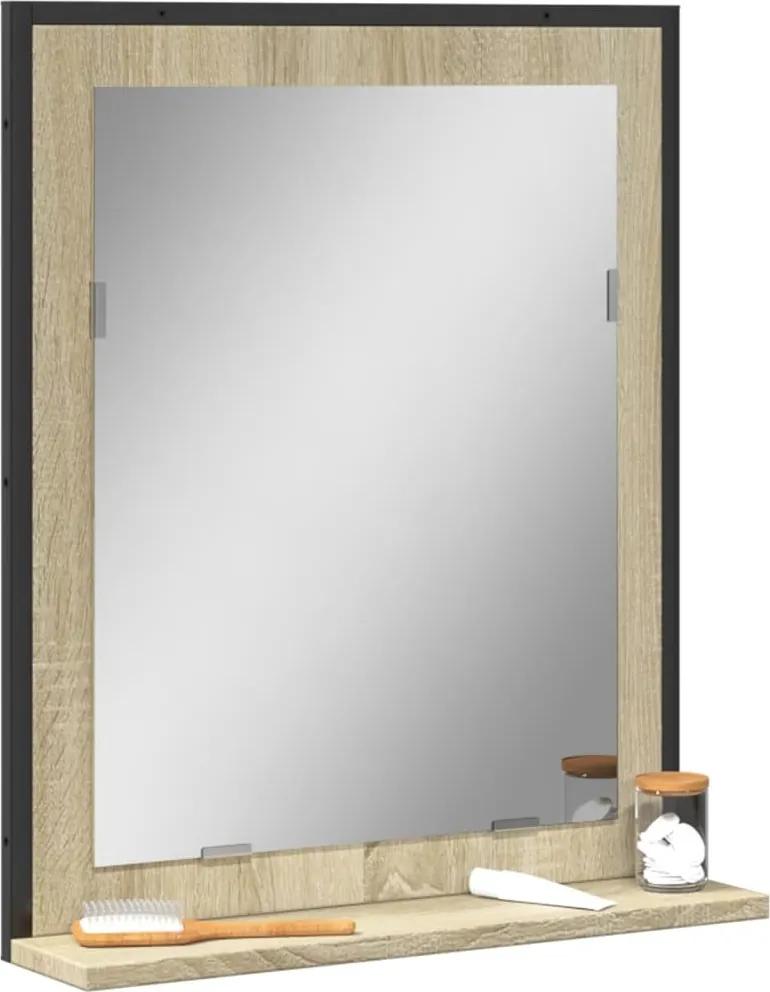 vidaXL Koupelnové zrcadlo s poličkou 50x12x60 cm kompozit [842419] Barva: šedá sonoma