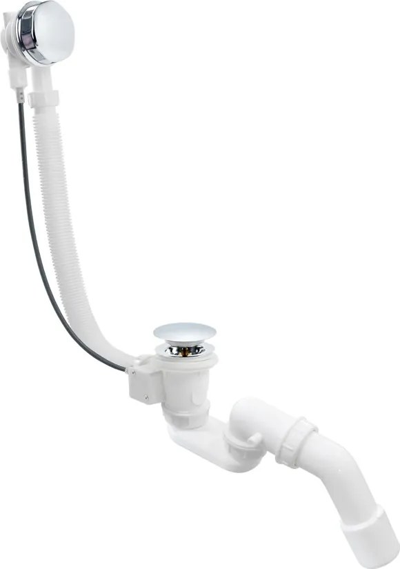 Erga Pureline, vanová odtoková a přepadová souprava, délka 650 mm, bowden, chromová, ERG-V08-PURELINE-SIPHON60-CR