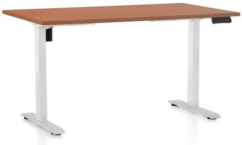 Výškově nastavitelný stůl OfficeTech B, 140 x 80 cm - bílá podnož Barva: Buk