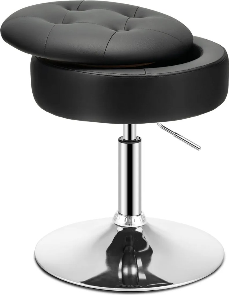 Costway Stolička na make-up s úložným prostorem otočná o 360° taburetka z umělé