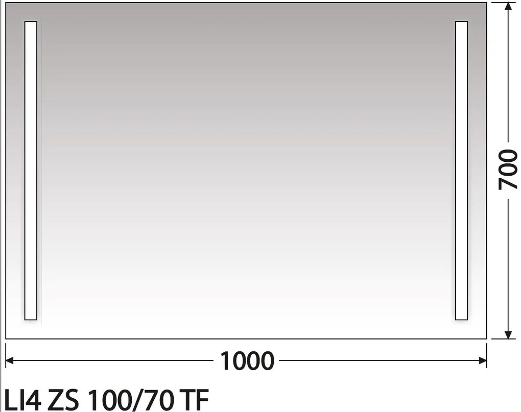 INTEDOOR zrcadlo s LED osvětlením LI4 ZS 100/70 TF