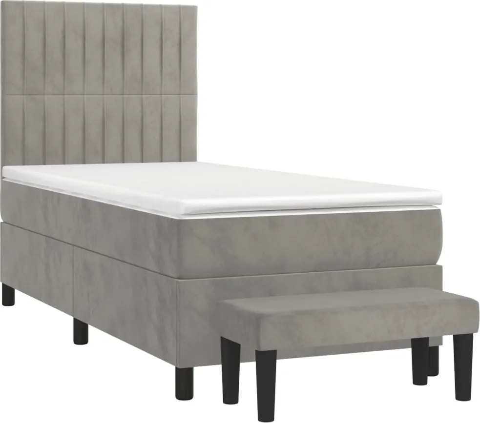 Box spring postel s matrací světle šedá 100x200 cm samet 3137947