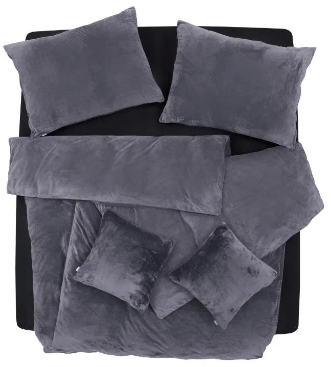SCANquilt povlečení VELUR UNI tmavě šedá 140 x 200/70 x 90 cm