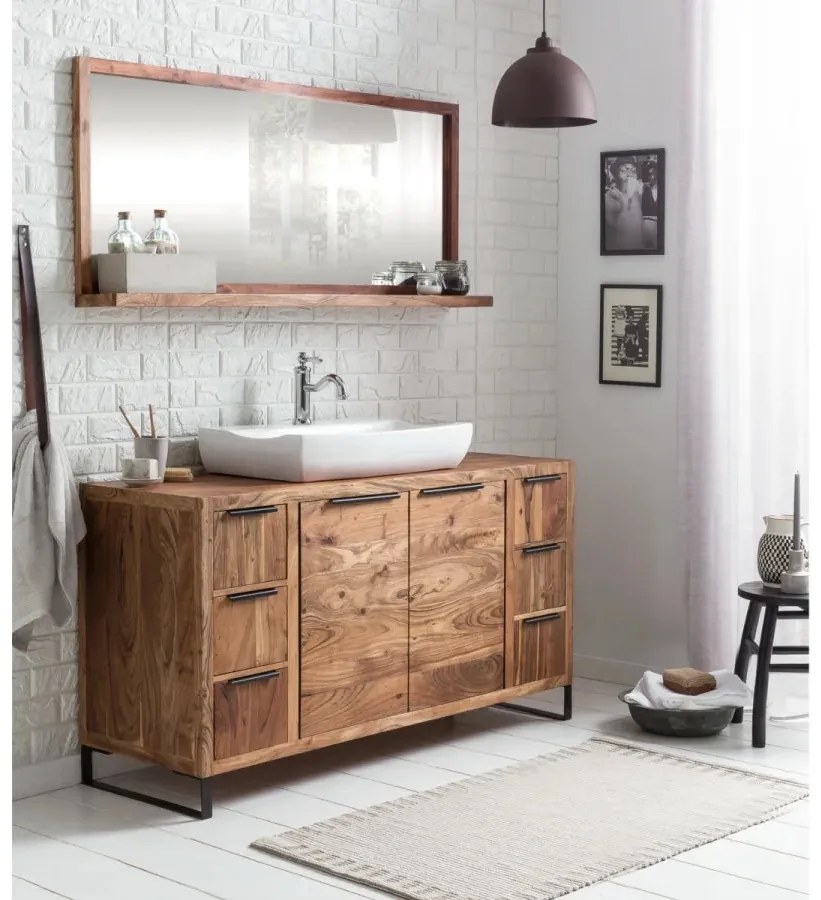 furniture-nabytek.cz - Masivní koupelnová sestava Sidora Light II z akáciového dřeva, lakovaná, hnědá