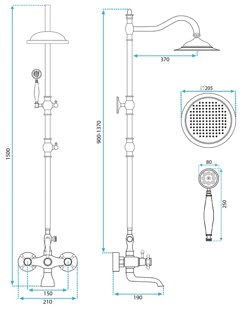 Sprchový komplet REA BERGAMO OLD bronzový