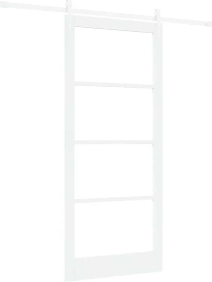 Posuvné dveře 93 x 211 cm Masivní borové dřevo a sklo Bílá 3332430