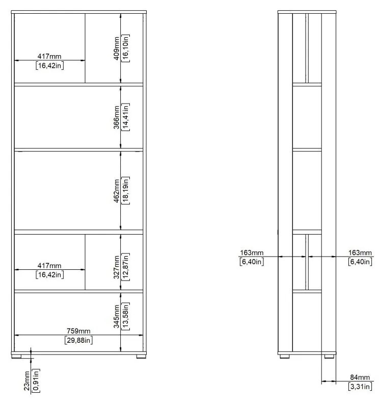 Tvilum Knihovna Sigal 592 šedá/jackson hickory