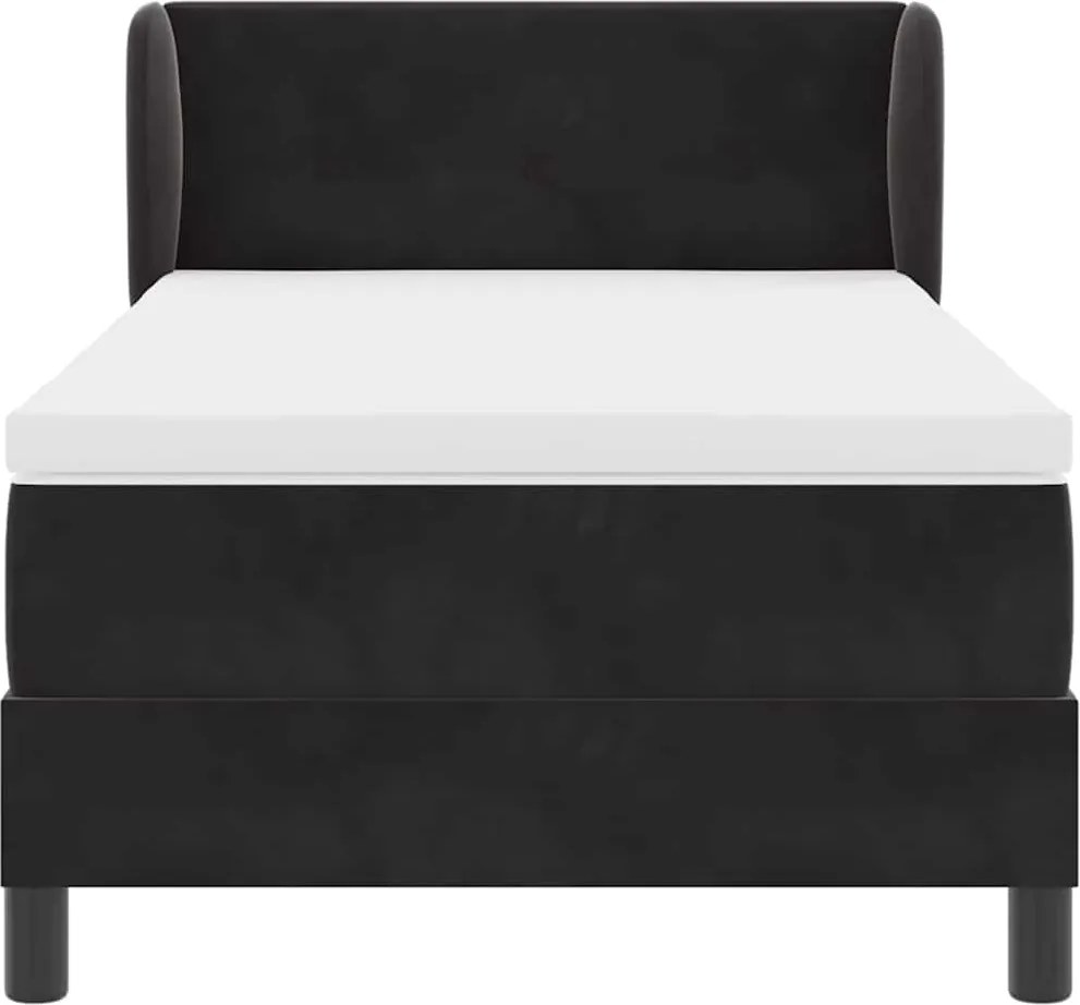 Postel s boxspringem s čelo Černá 90 x 190 cm samet 3340366