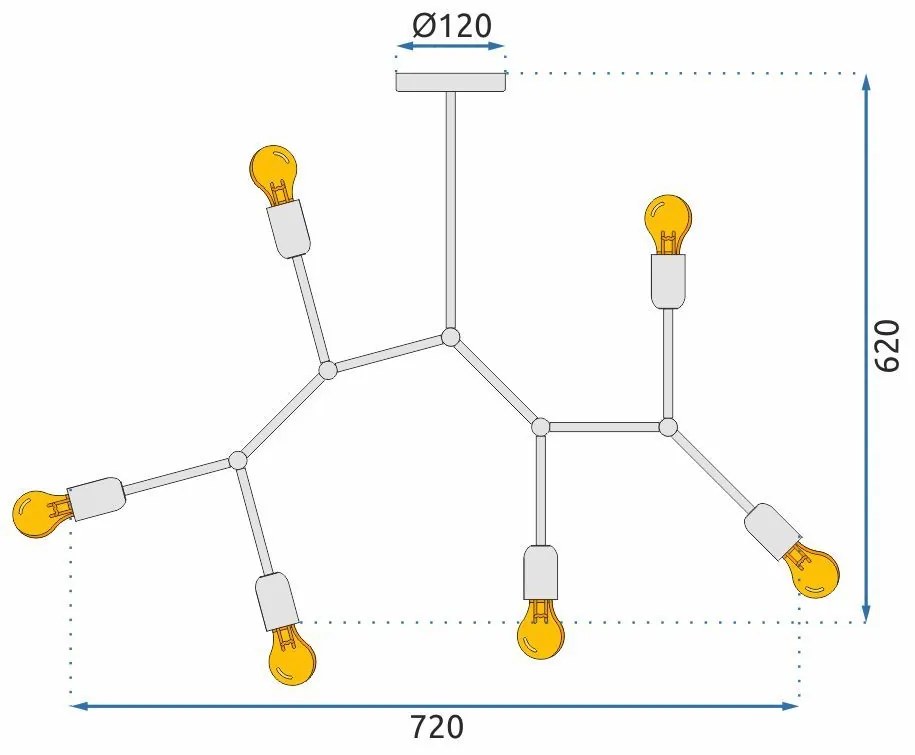 Toolight - Stropní svítidlo 6xE27 APP737-6C, černá, OSW-08794