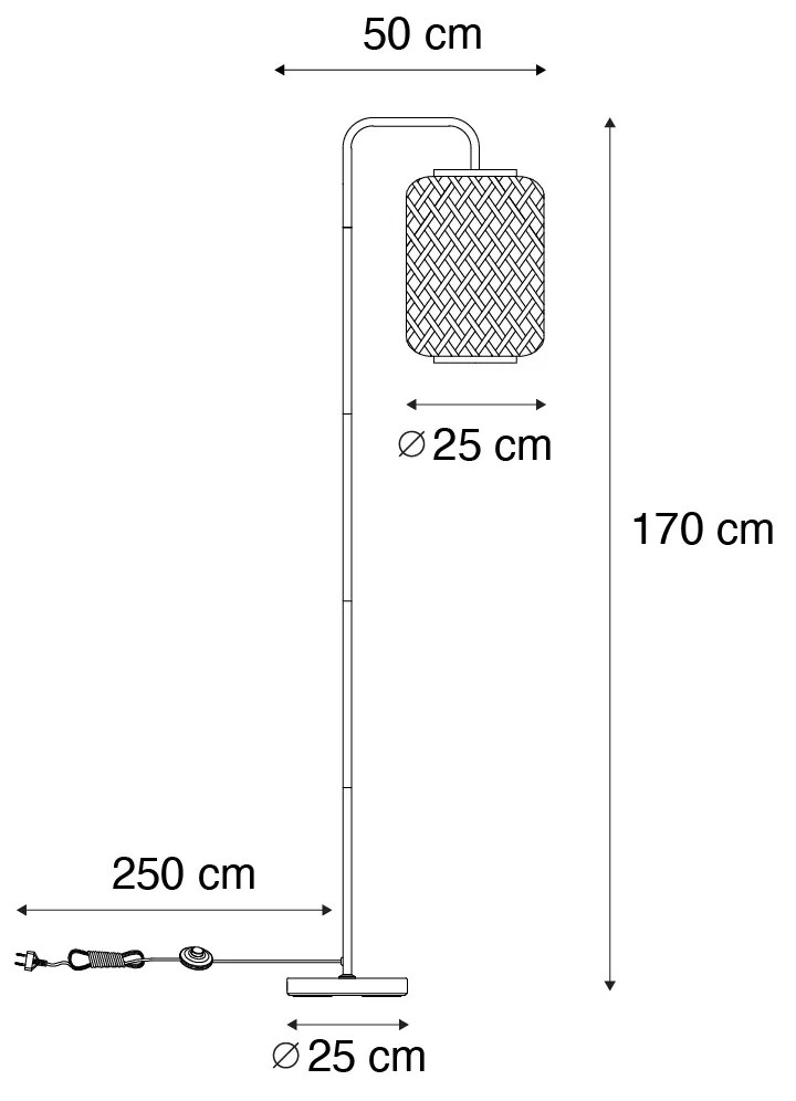Chytrá stojací lampa bambusová vč. WiFi ST64 - Yvonne