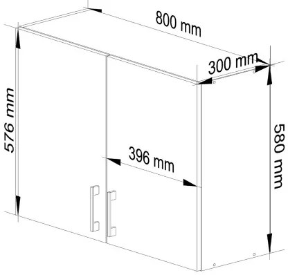 Horní kuchyňská skříňka LIMA W80 D2 bílá / dub sonoma