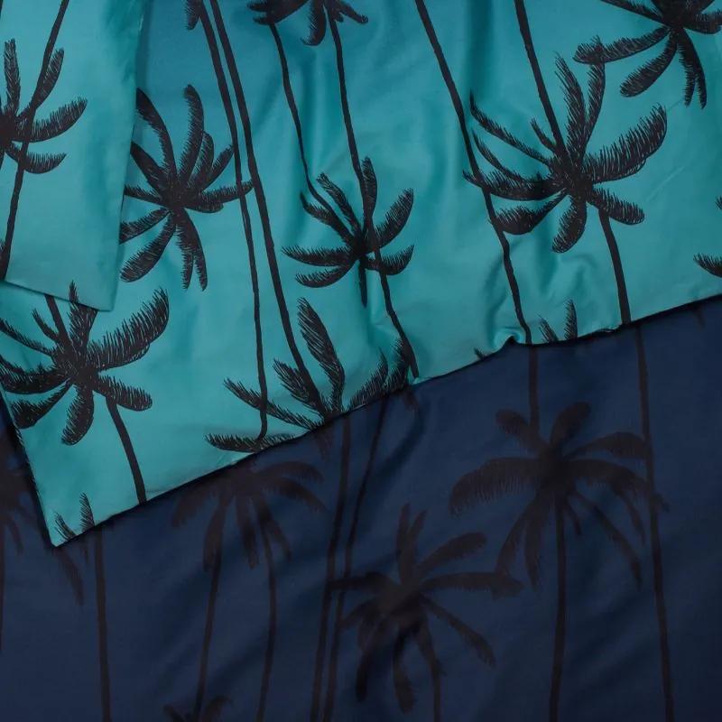 SCANquilt povlečení SATÉN DESIGN night palms modrá 140 x 200/70 x 90 cm