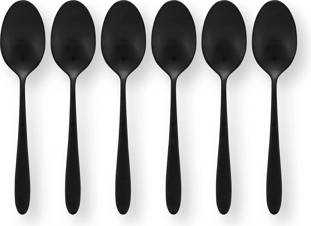 vtwonen Matt Black set 6 lžiček z nerezové oceli, černý (Čajové lžičky)