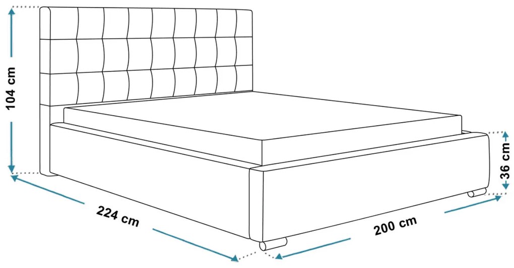 Postel s úložným prostorem 180x200 cm Claudia Barva: Krémová - Amor Velvet 4304