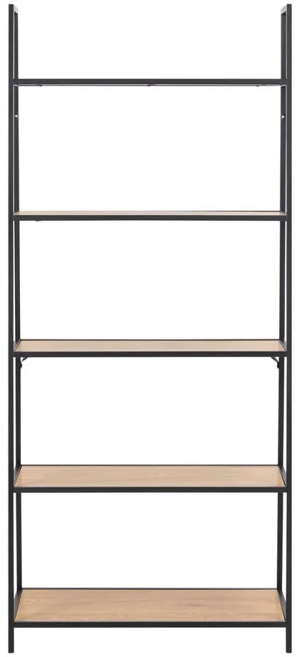 Regál v dekoru dubu v černo-přírodní barvě 77x175 cm Seaford – Actona