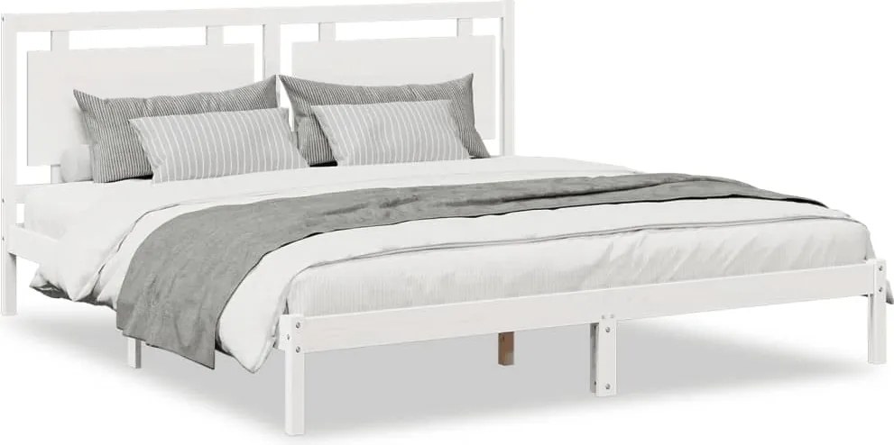 Prodloužený rám postele bez matrace bílý 200 x 220 cm masiv 3309208