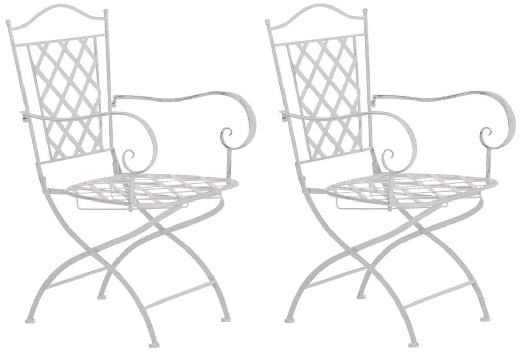 Kovová židle Adara (SET 2 ks) - Bílá antik