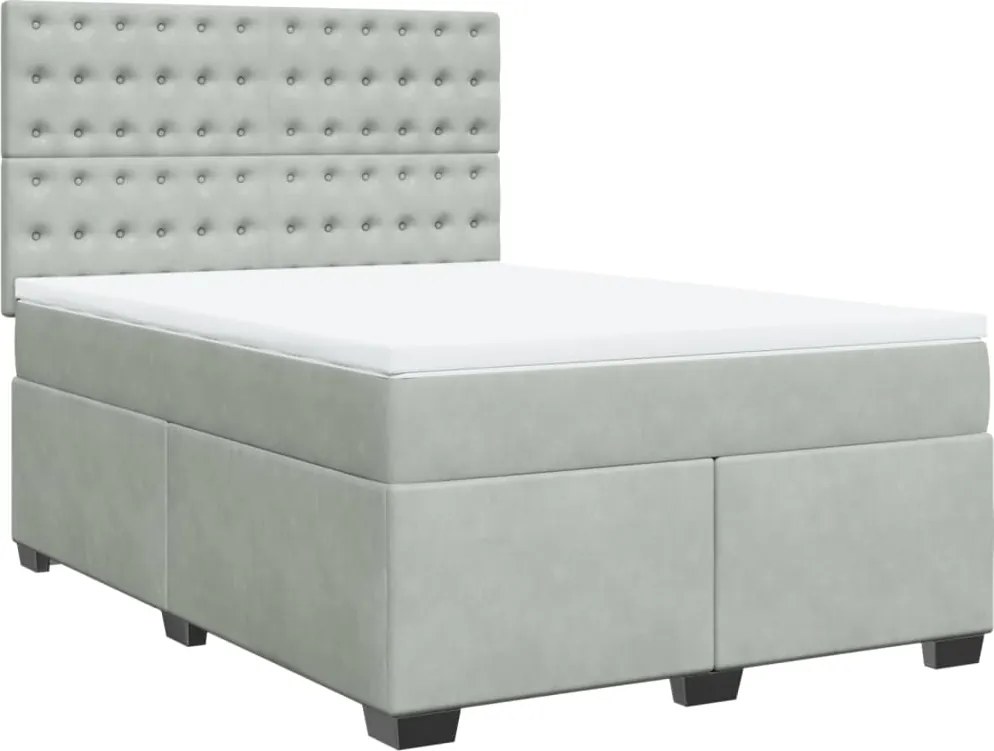 Box spring postel s matrací světle šedá 160x200 cm samet 3293266