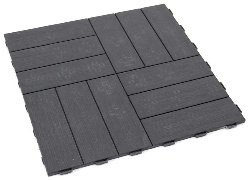 Šedá plastová terasová dlažba Linea Marte (dřevo) - 55,5 x 55,5 x 1,3 cm