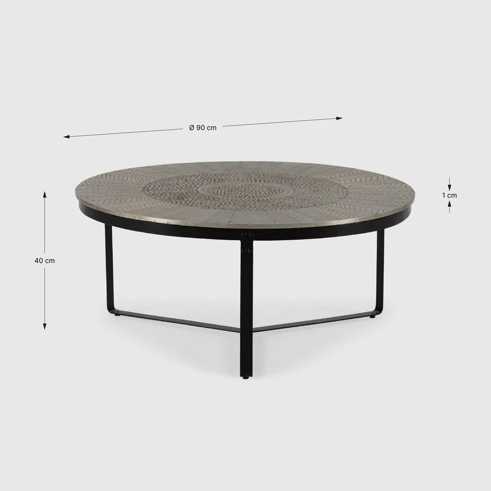 Černý/šedý matný kulatý konferenční stolek ø 90 cm Clarisa – MOME