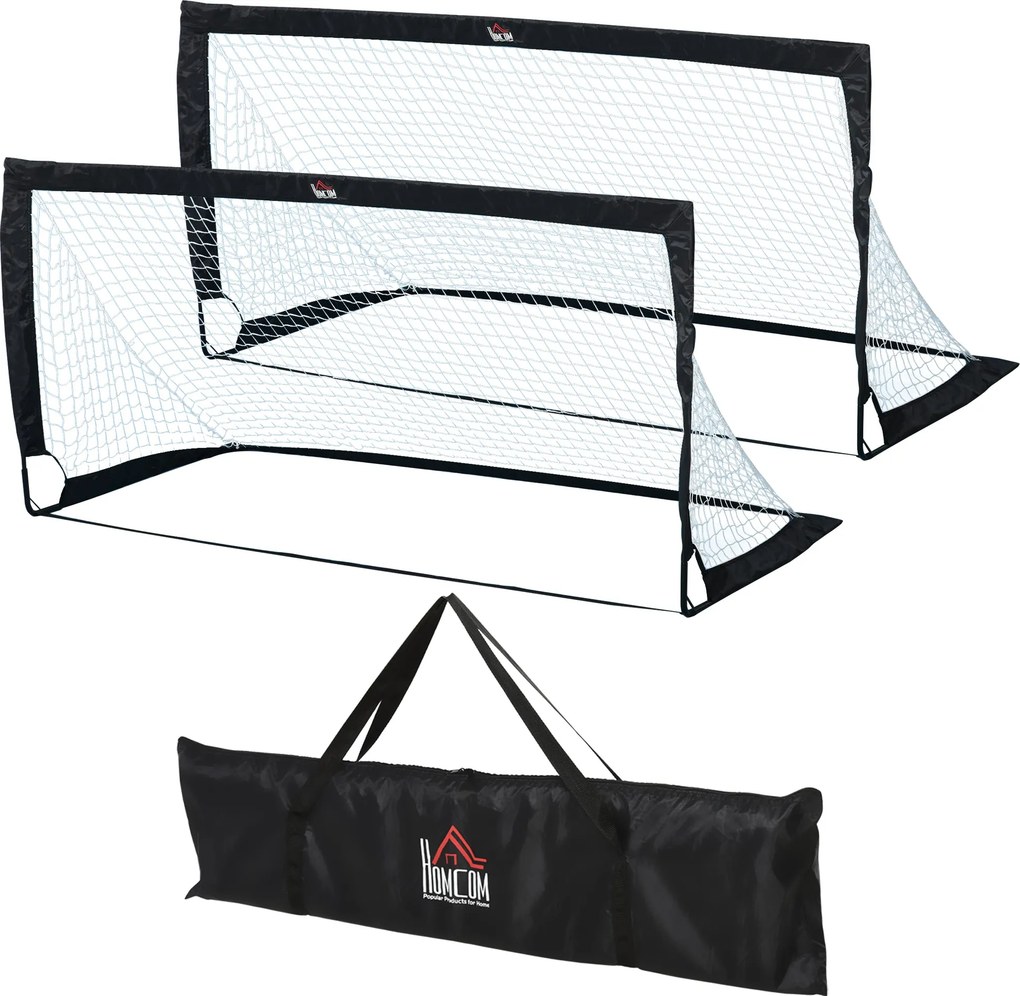 HOMCOM Fotbalová branka 2 ks skládací 183 x 90 x 90 cm s nosným pouzdrem, voděodolné fotbalové branky pro dospělé, ideální pro zahradní trénink a voln