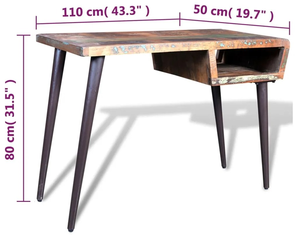 vidaXL Marketos Psací stůl s železnými nohami recyklované dřevo