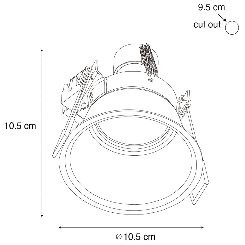 Sada 6 moderních vestavných bodových svítidel černých se zlatou GU10 70mm IP44 - Dept