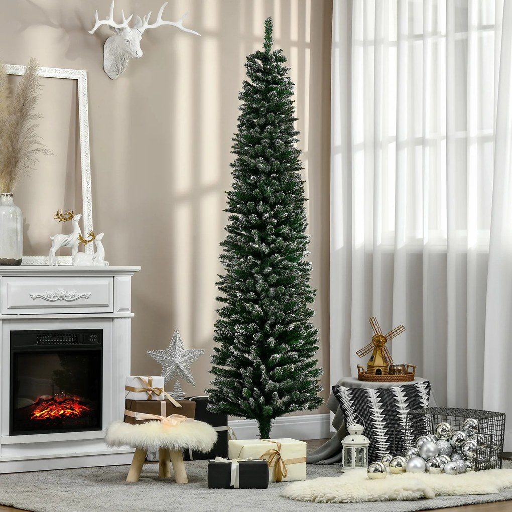 HOMCOM Vánoční stromek 190 cm, vysoce realistický, 570 větviček, nehořlavý, stabilní podstavec, zelená