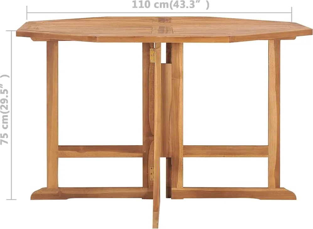Skládací zahradní jídelní stůl 110 x 110 x 75 cm masivní teak 318480