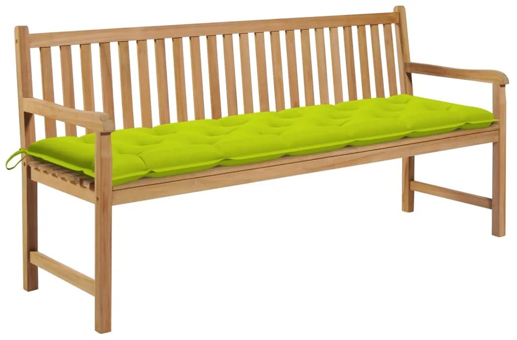 vidaXL Marketos Zahradní lavice s jasně zelenou poduškou 175 cm masivní teak