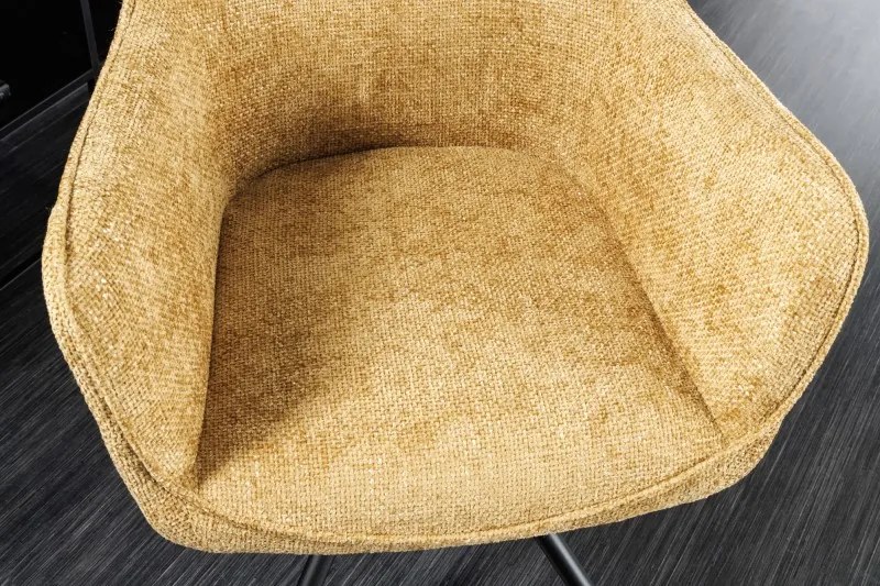 Designová otočná židle Rahiq hořčicová