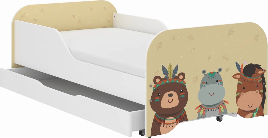 Wooden Toys Dětská postel MIKI 160x80 INDIÁNI SFARI