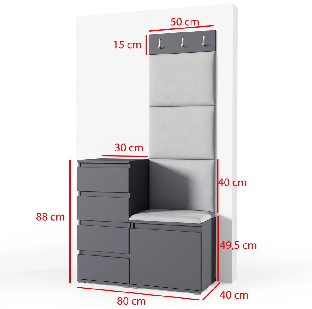 Eka Předsíňová stěna s čalouněnými panely Trinity 36 - Sonoma / Okrová 2325