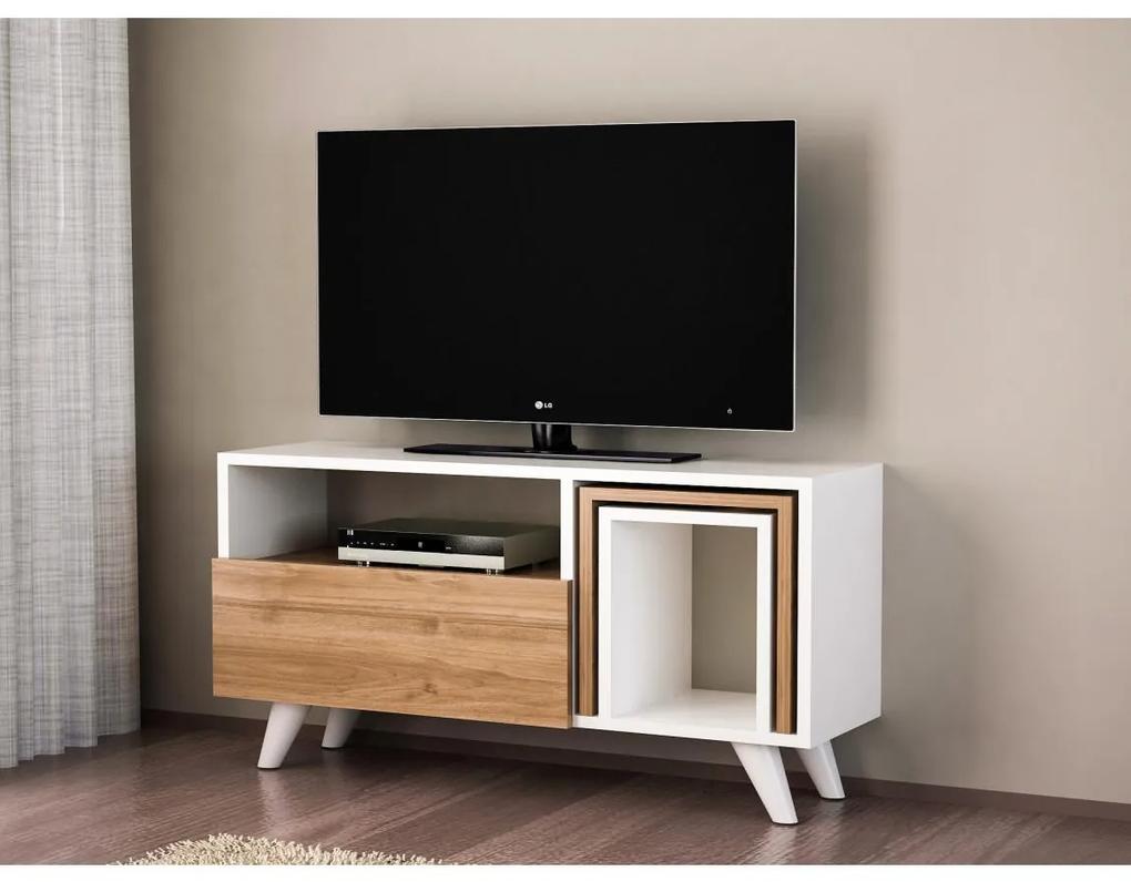 Asir TV stolek NOVELLA 51x90 cm bílá/hnědá AS0661