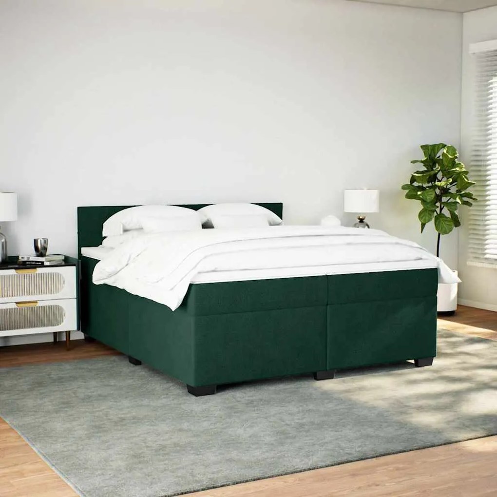 Box spring postel s matrací tmavě zelená 200x200 cm samet 3288705