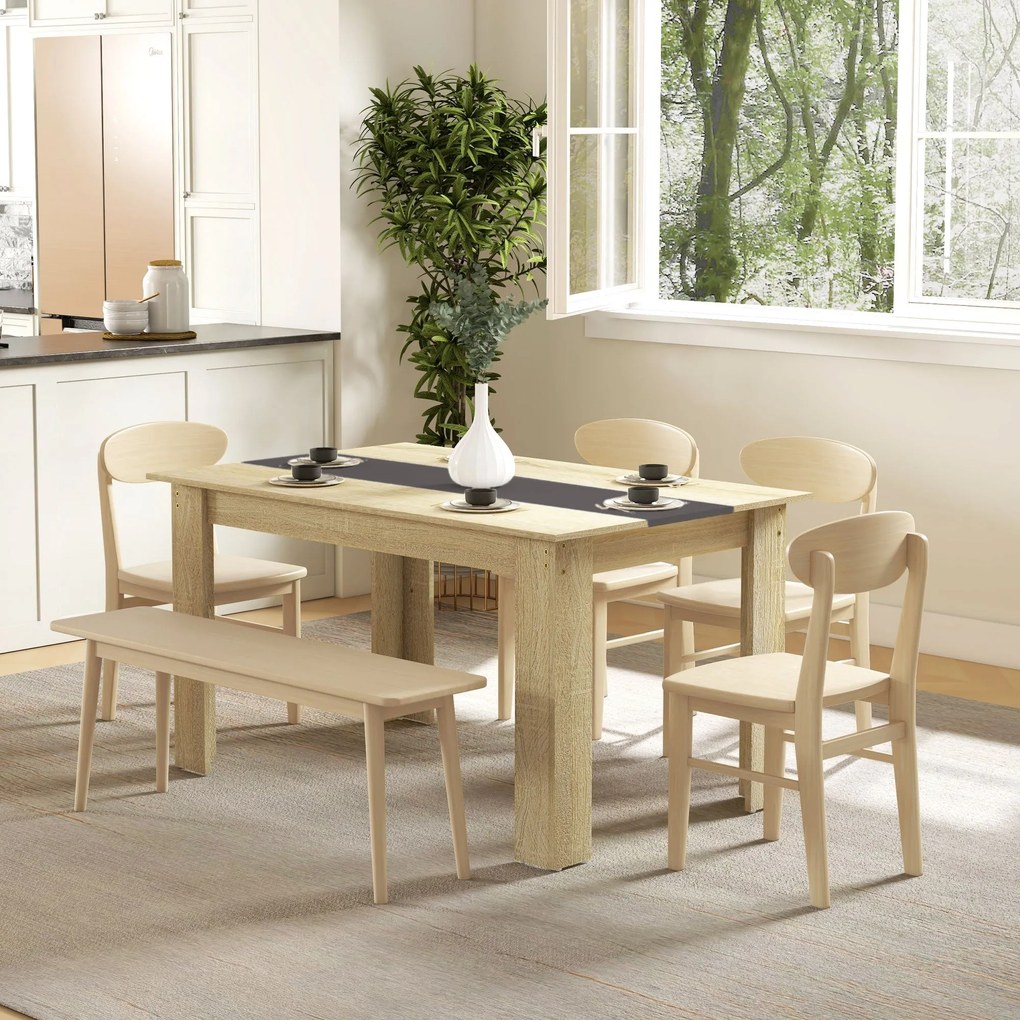 Jídelní stůl HOMCOM pro 6 osob, severský styl v přírodním dřevě a černé barvě, 140D x 90Š x 75V cm