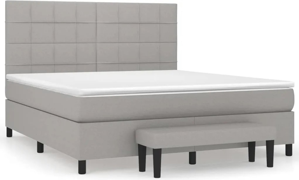 Box spring postel s matrací světle šedá 160 x 200 cm textil 3136605