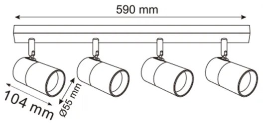 Zuma Line 2204BD-4-BK - Bodové svítidlo FORI 4xGU10/50W/230V černá/zlatá