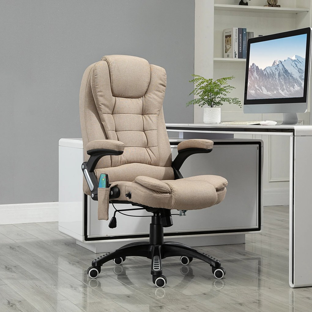 Kancelářská židle Vinsetto s vibrační masáží, ergonomická kancelářská židle s vyhříváním a funkcí polohování, výškově nastavitelná manažerská židle s…