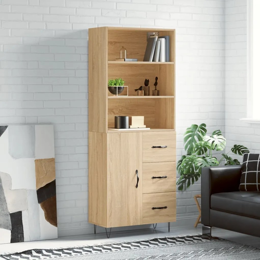 Skříň highboard dub sonoma 69,5 x 34 x 180 cm kompozitní dřevo,  3189440